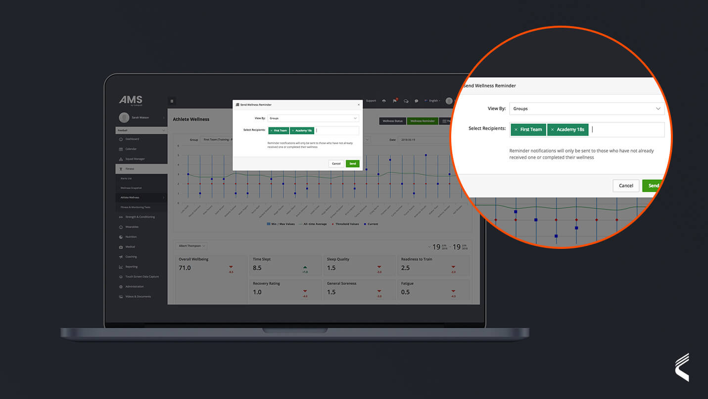 AMS by Catapult wellness measures helping to track athlete wellbeing ...